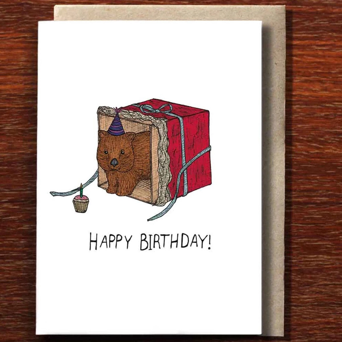 Wombat's Present, Birthday Greeting Card – Cedar and Sage Daylesford